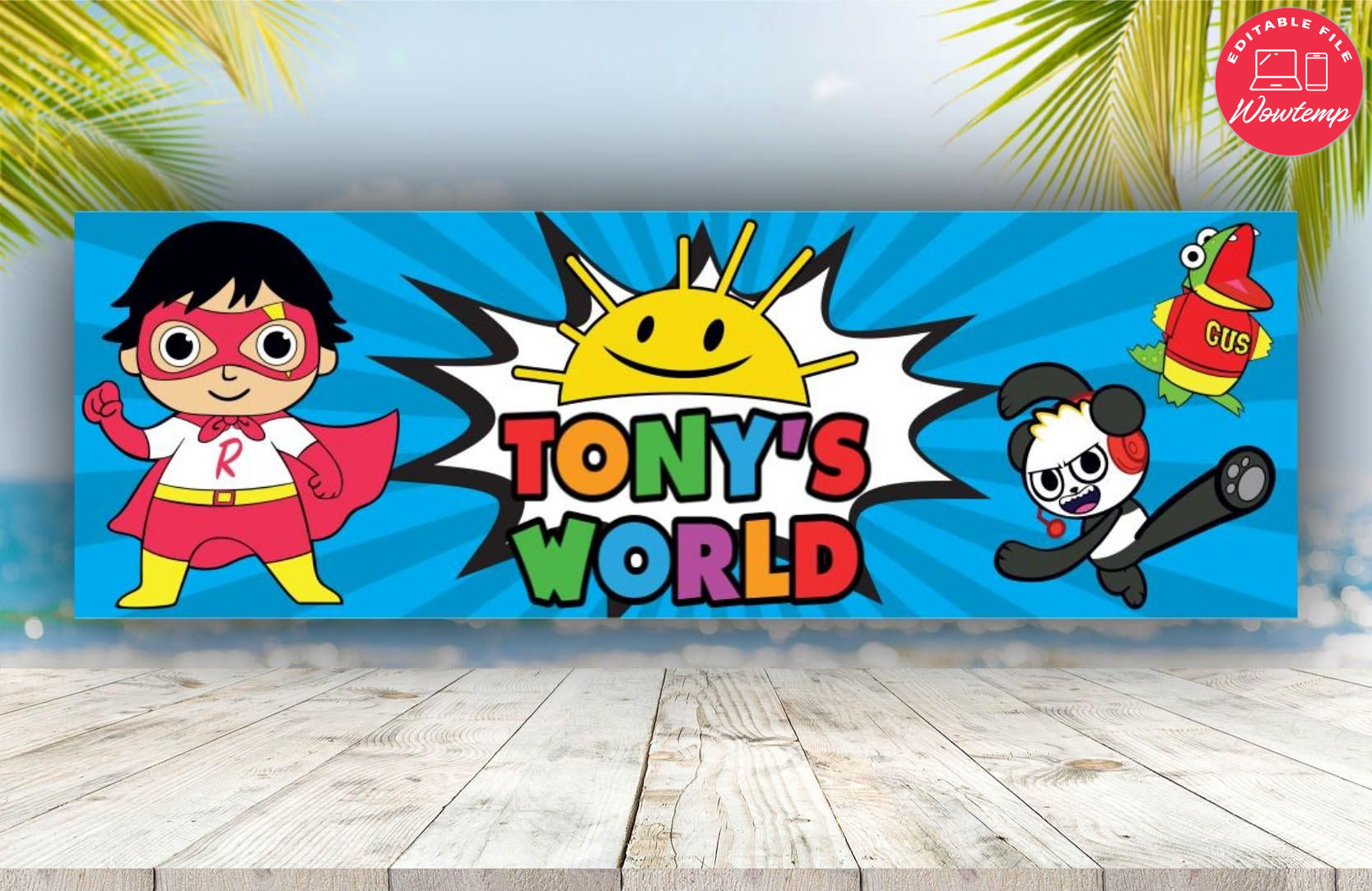 Printable Ryan's World Banner Digital File Instant Download | Wowtemp