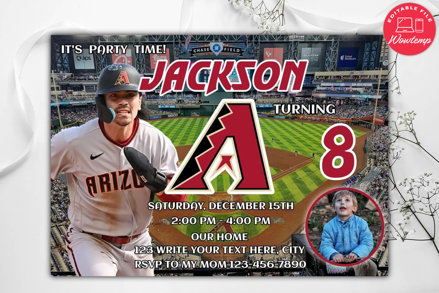 Arizona Diamondbacks Birthday Invitation Instant Download | Wowtemp