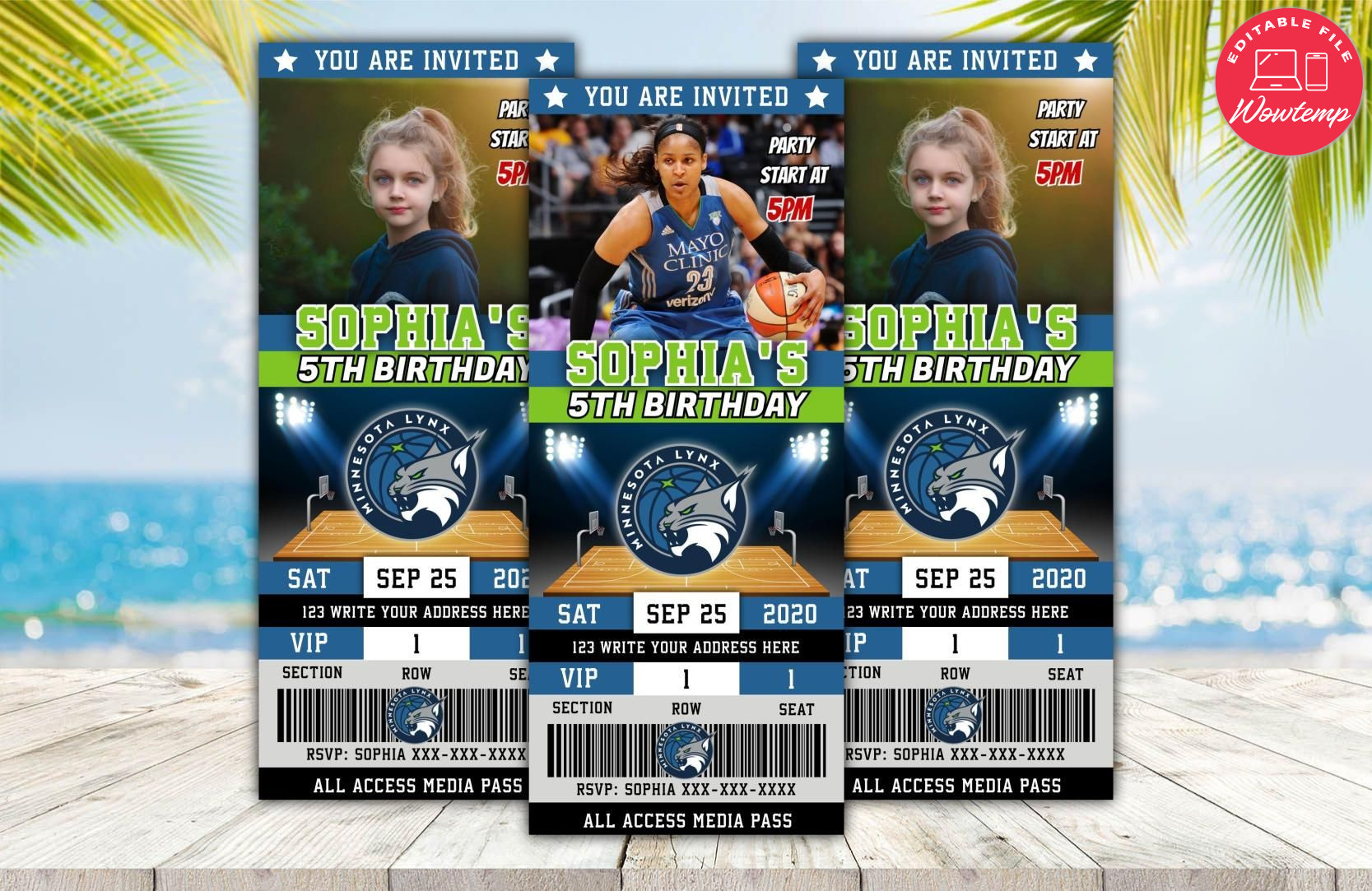 Minnesota Lynx Ticket Birthday Editable Templates Instant Download ...