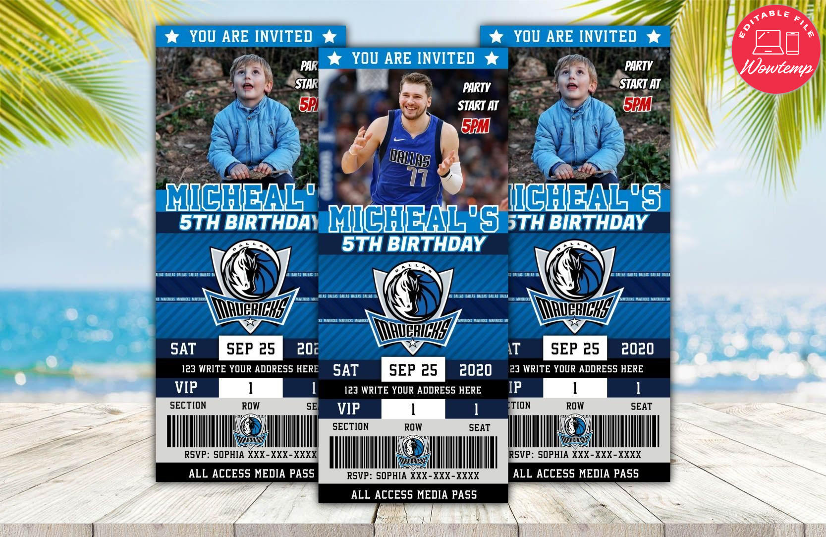 Dallas Mavericks Ticket Birthday Editable Template Instant Download ...