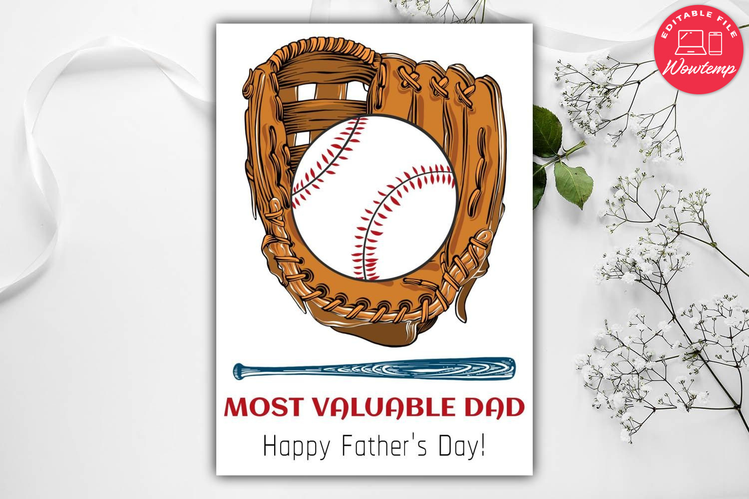 Printable Father's Day Baseball Most Valuable Dad Cards Instant D | Wowtemp