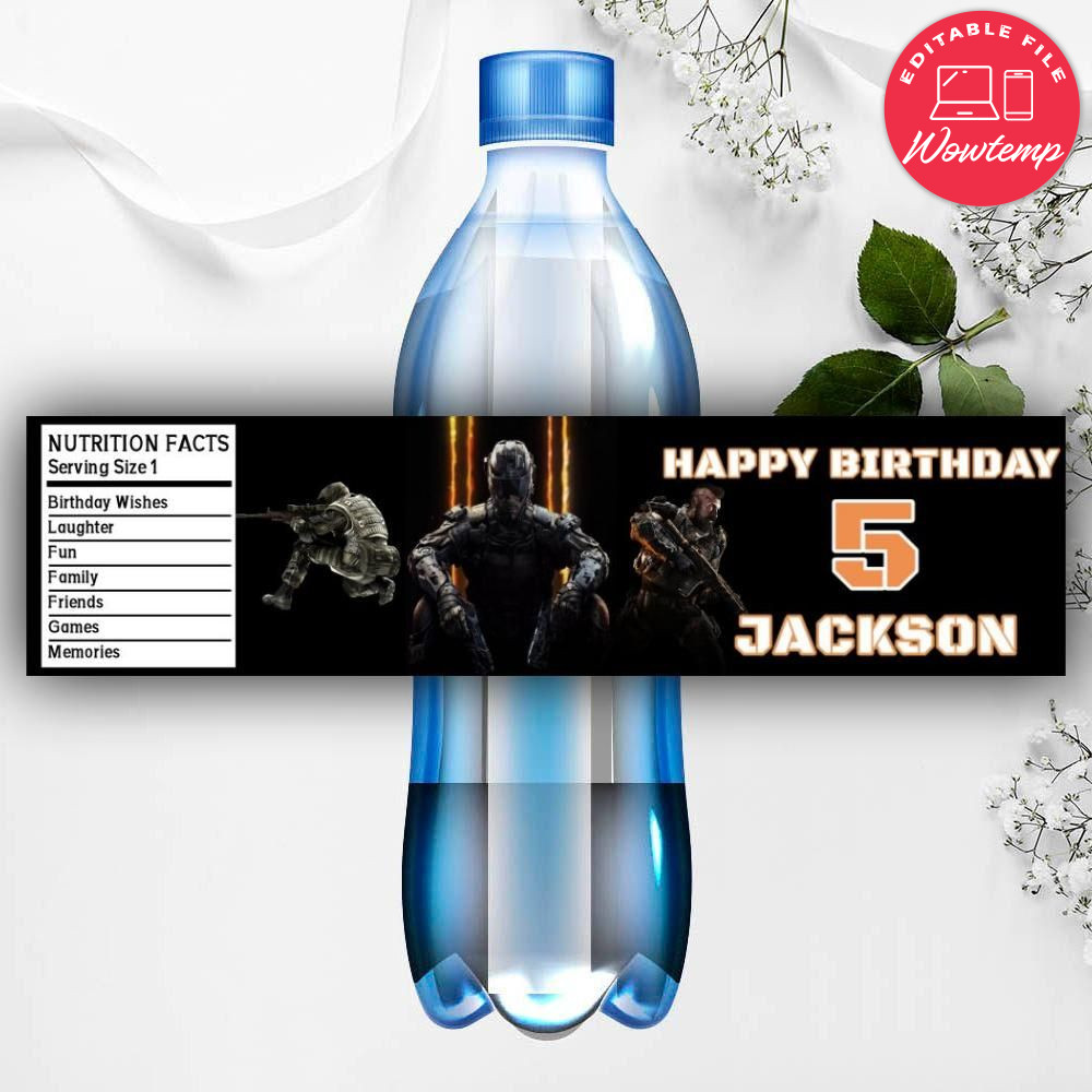 Call Of Duty Water Bottle Labels Instant Download | Wowtemp
