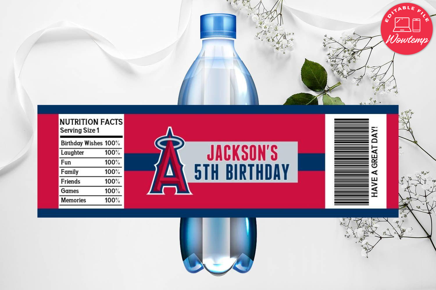 Printable Los Angeles Angels Water Bottle Labels Instant Download | Wowtemp