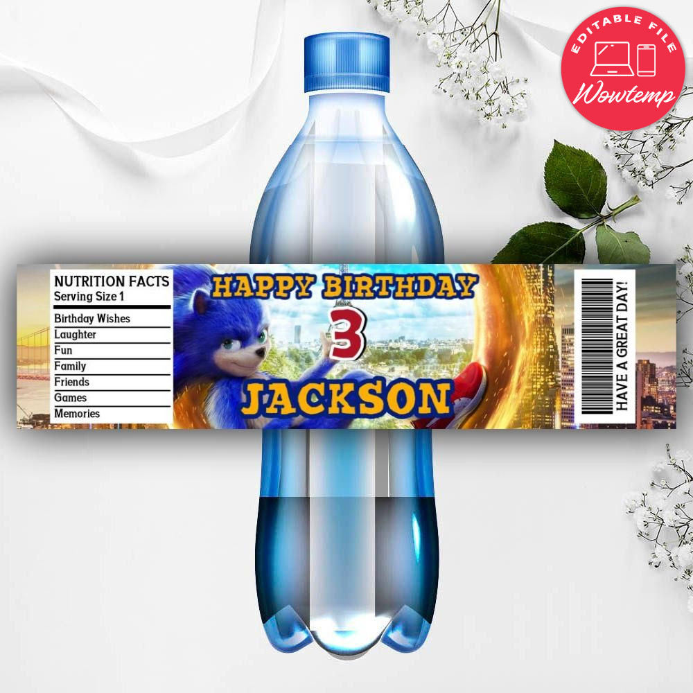 Printable Sonic The Hedgehog Water Bottle Labels Instant Download ...
