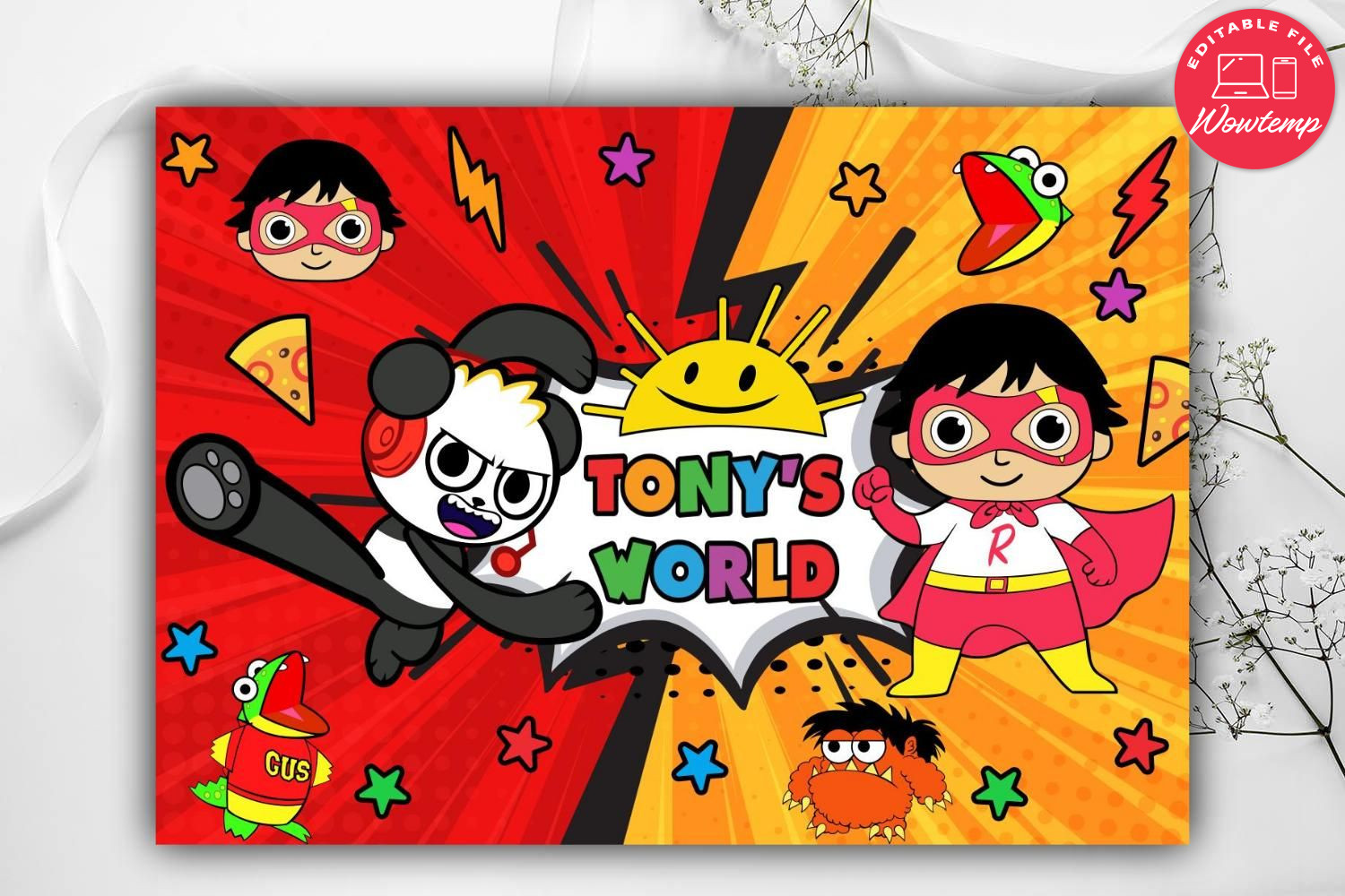 Printable Ryan's World Backdrop Digital File Instant Download | Wowtemp