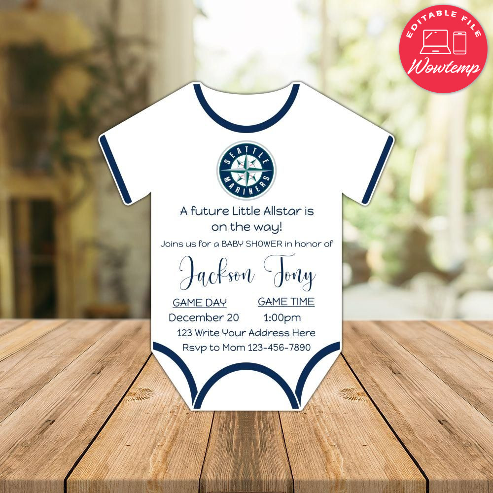 Seattle Mariners Baby Shower Invitation Instant Download | Wowtemp