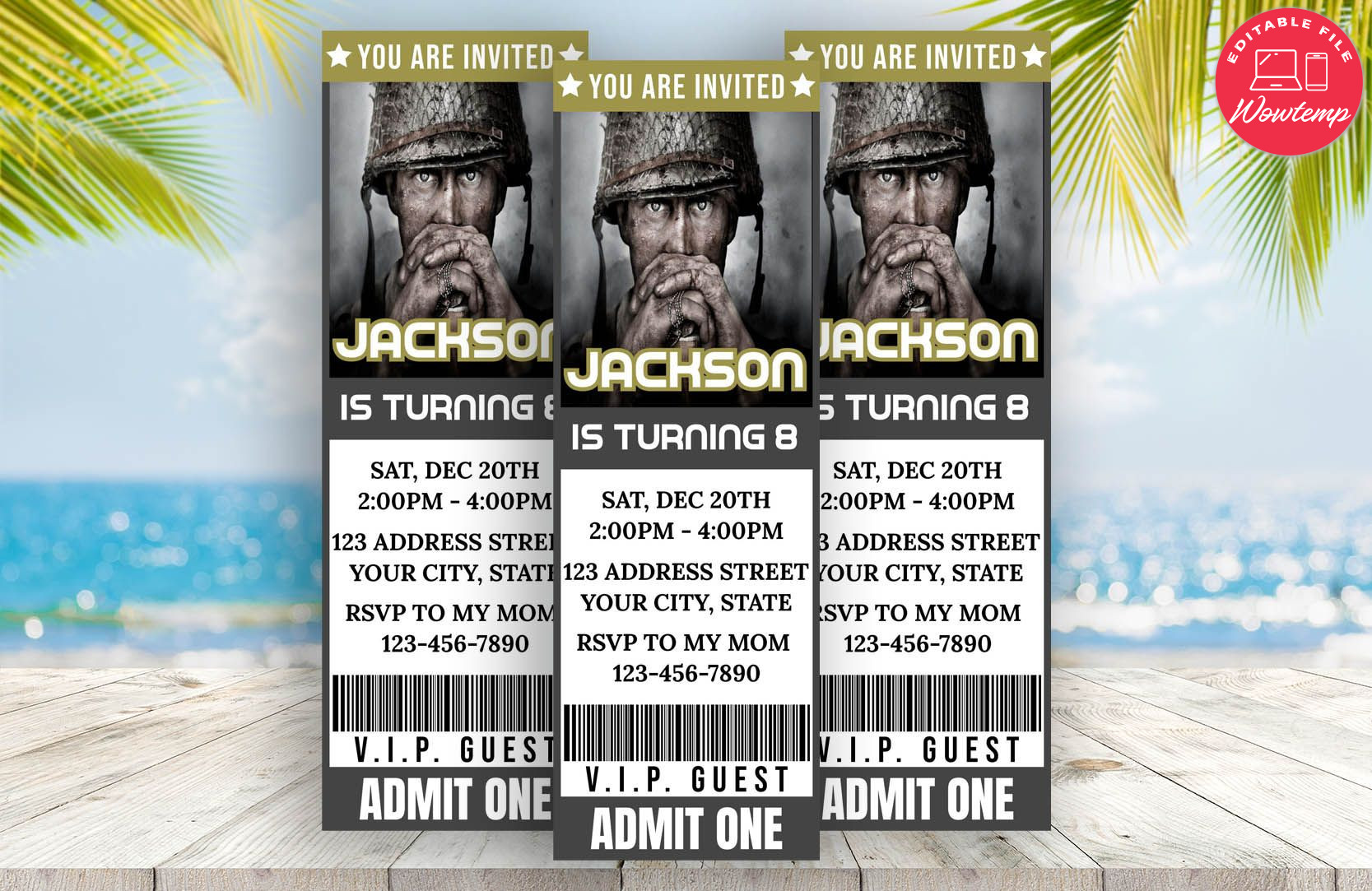Call of Duty Ticket Birthday Editable Template 6 Instant Download | Wowtemp
