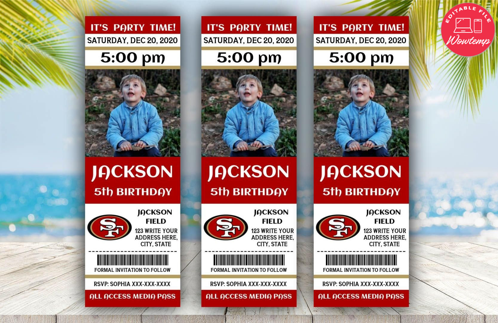 Printable San Francisco 49ers Birthday Ticket Invitations DIY | Wowtemp