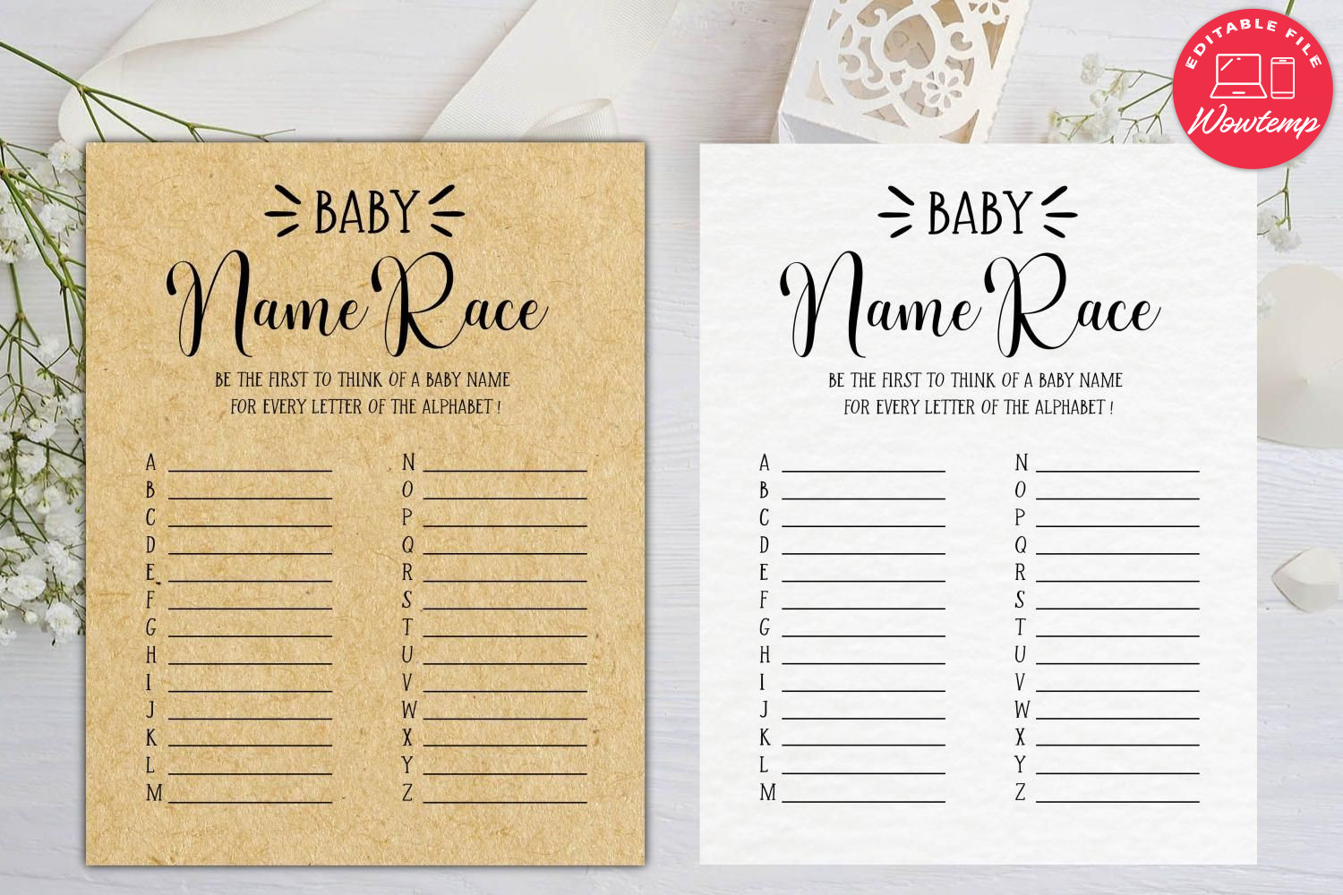 Editable Baby Name Race Baby Shower Game Instant Download | Zingtemp