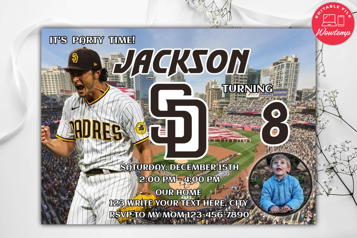 San Diego Padres Birthday Invitation Instant Download | Wowtemp