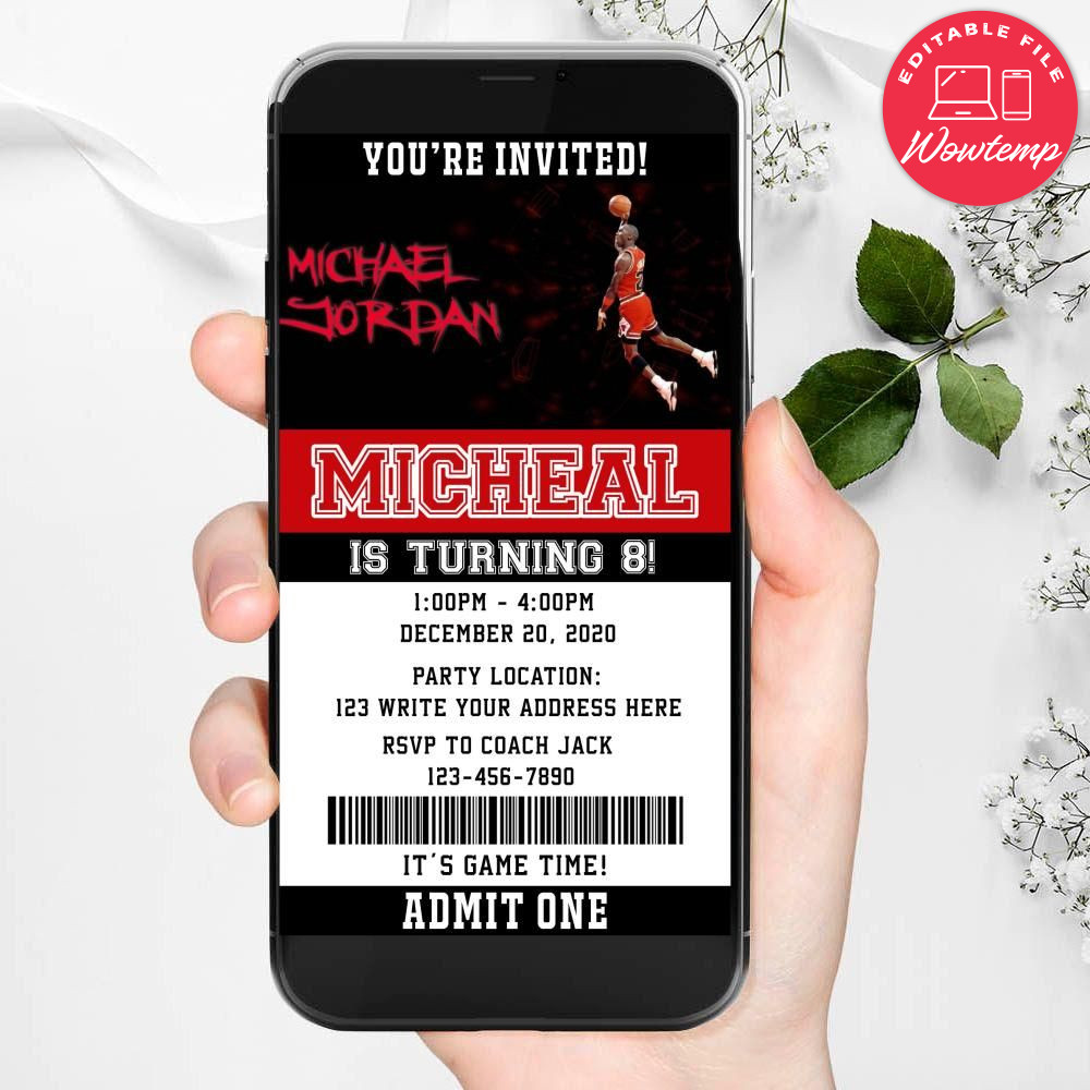 Electronic Michael Jordan Jordan Ticket Electronic Invite | Wowtemp