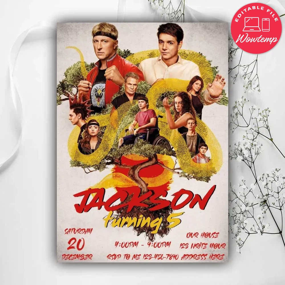 Cobra Kai Birthday Invitation Instant Download | Wowtemp