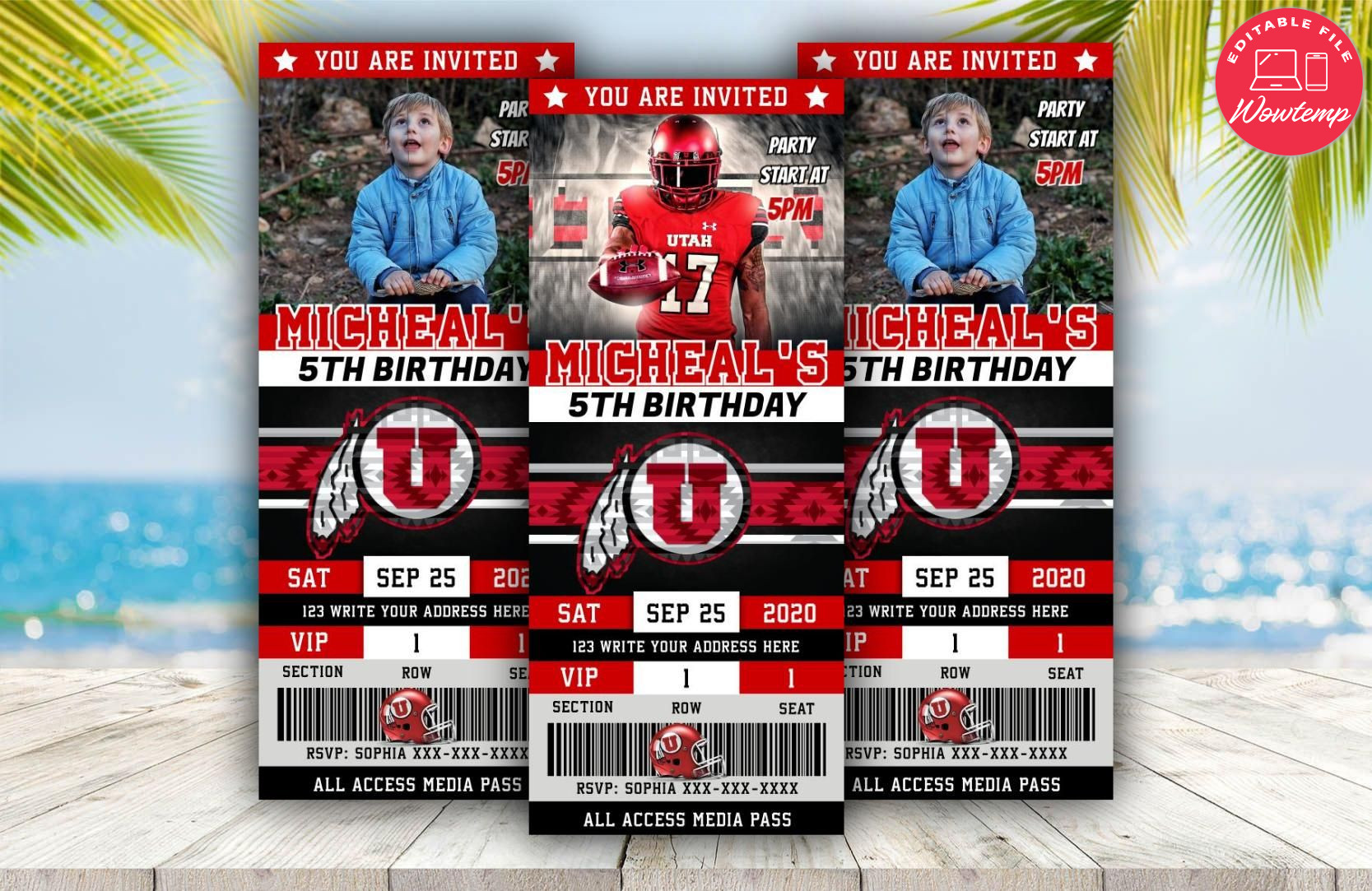 Utah Utes Ticket Birthday Editable Templates Instant Download | Wowtemp
