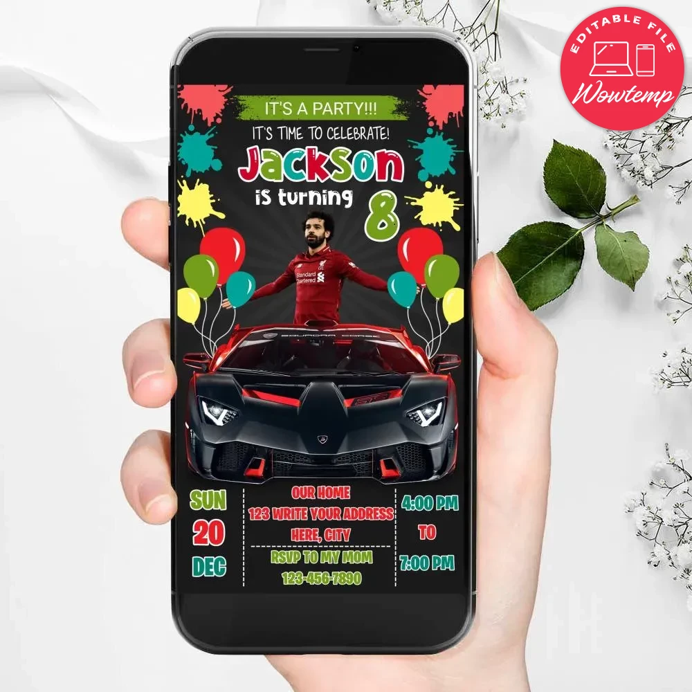 Mobile Mohamed Salah Liverpool Drive By Birthday Invitation | Wowtemp