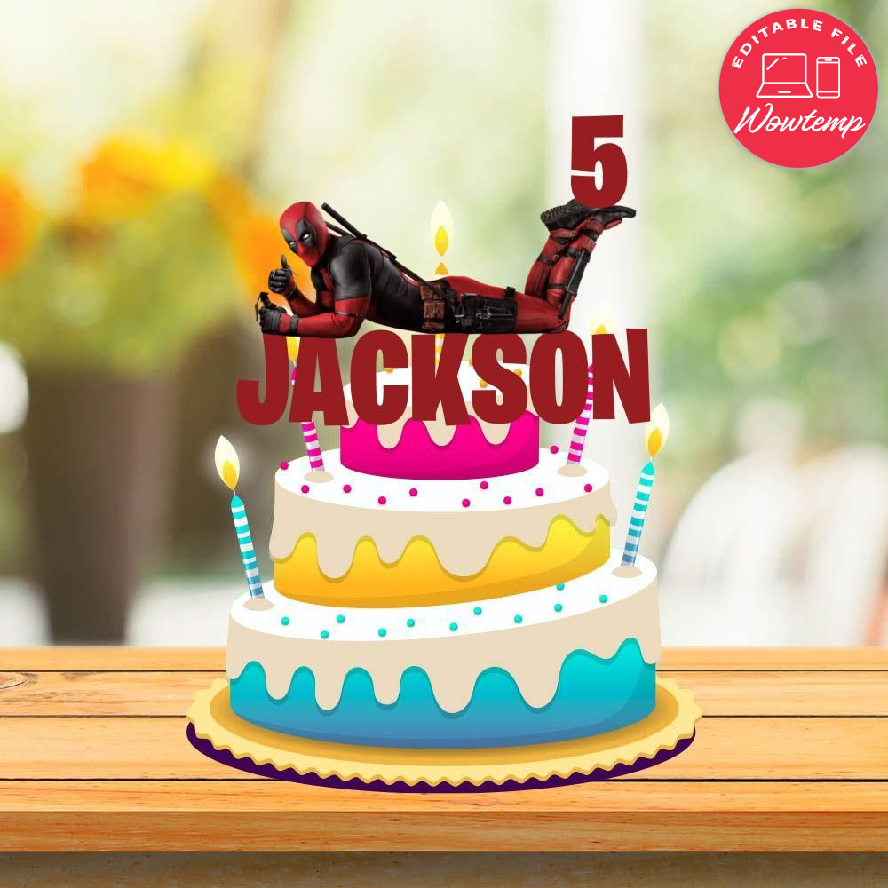 Printable Deadpool Birthday Cake Topper Template Instant Download | Wowtemp