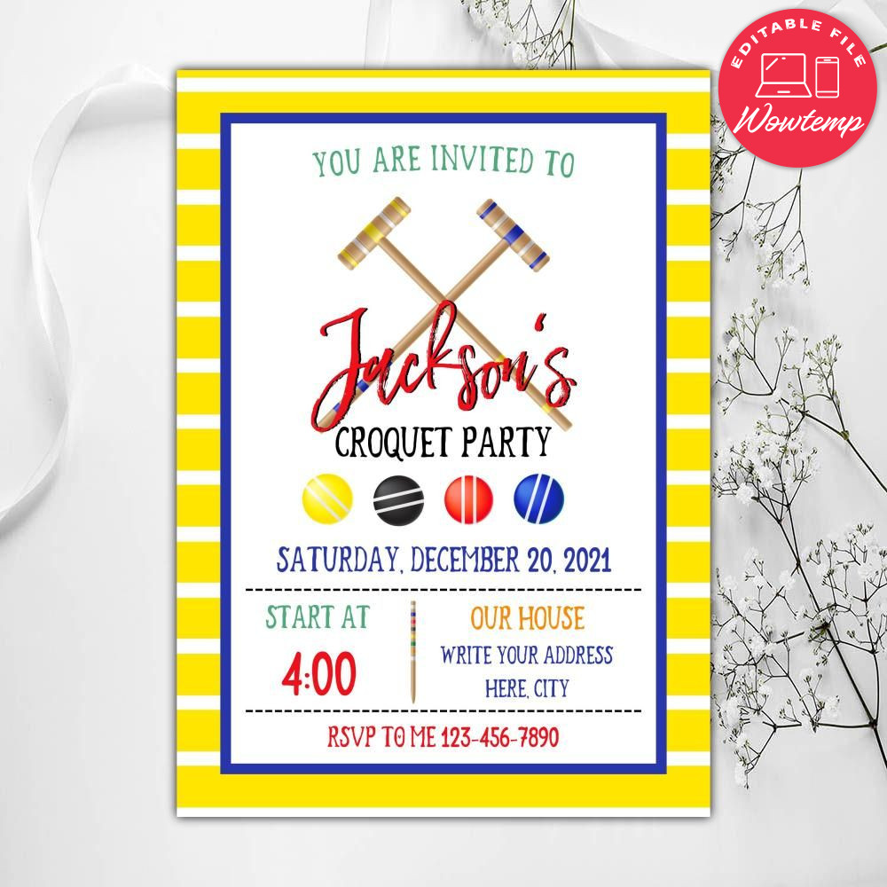 Croquet Party Invitations Instant Download | Wowtemp
