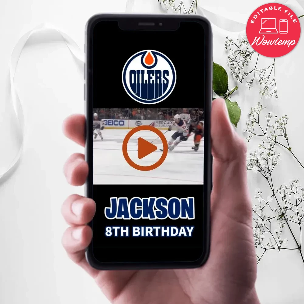 Edmonton Oilers Invitation Digital Template Instant Download | Wowtemp