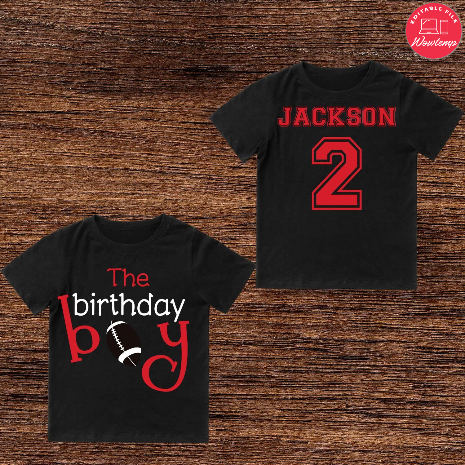 Printable Football 2nd Birthday Boy Shirt Template DIY | Wowtemp