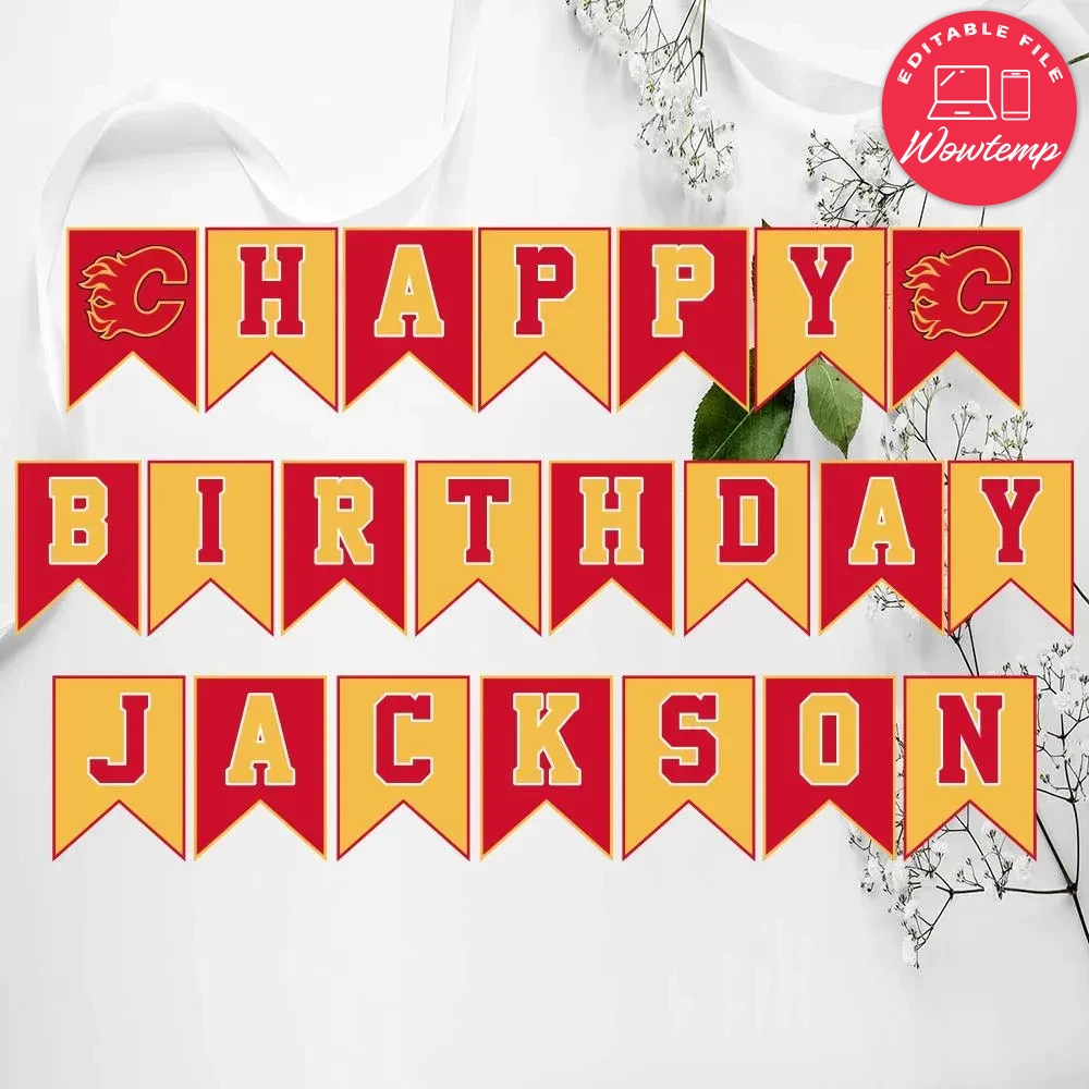 Calgary Flames Birthday Banner Digital Files | Wowtemp