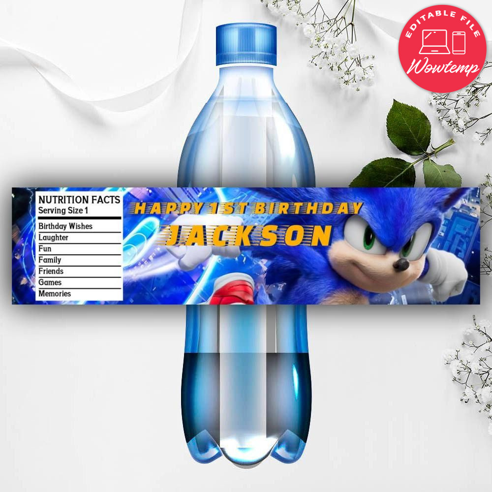 Printable Sonic The Hedgehog Water Bottle Labels Instant Download | Wowtemp