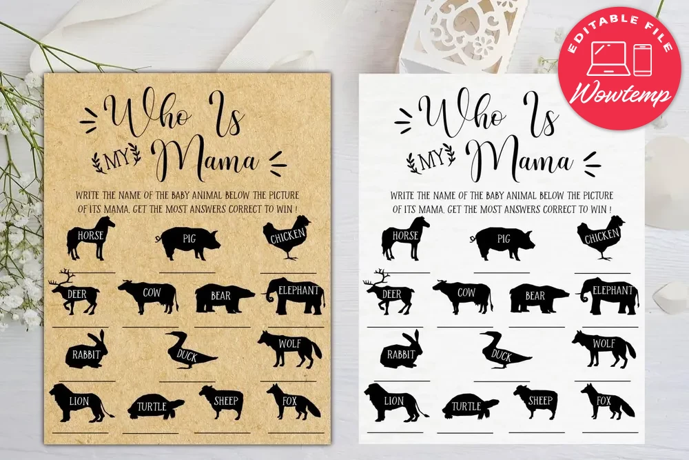 Editable Who is My Mama Baby Shower Game Instant Download | Wowtemp