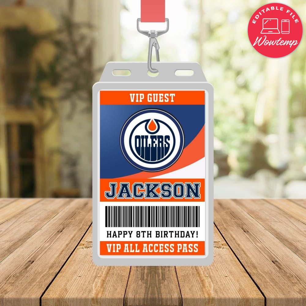 Edmonton Oilers Vip Pass Birthday Instant Download | Wowtemp