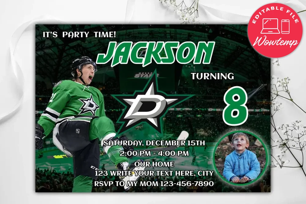 Dallas Stars Birthday Invitation Instant Download | Wowtemp