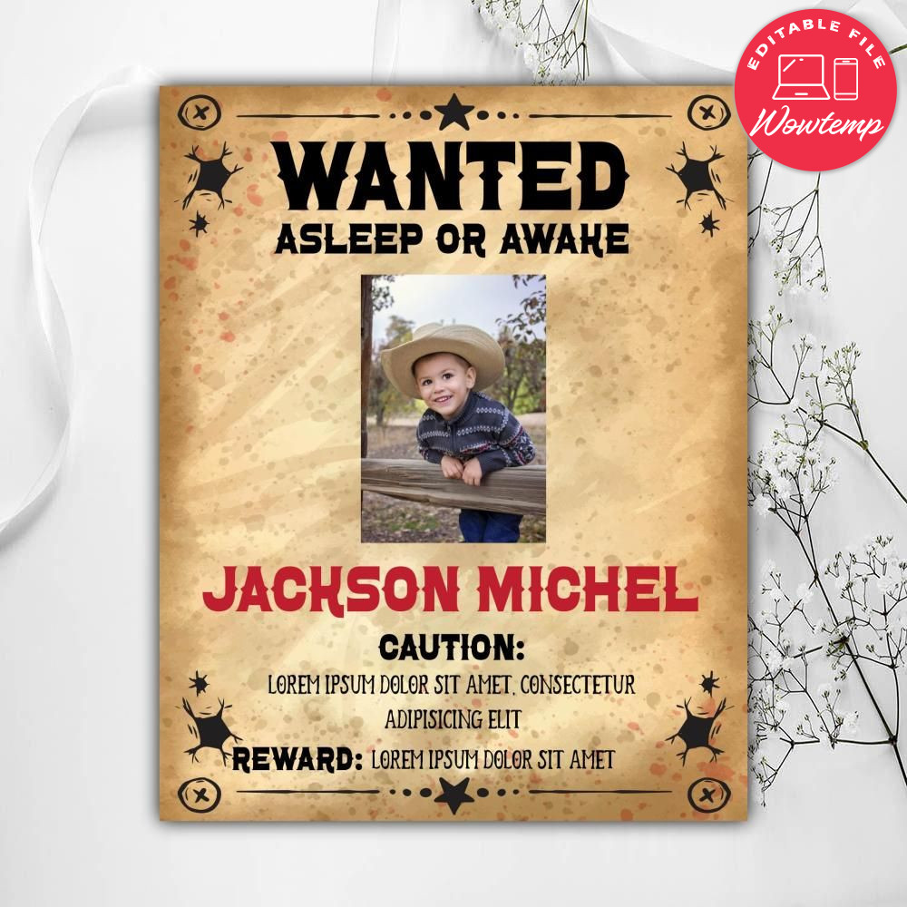 Printable Wanted Welcome Sign Instant Download | Wowtemp