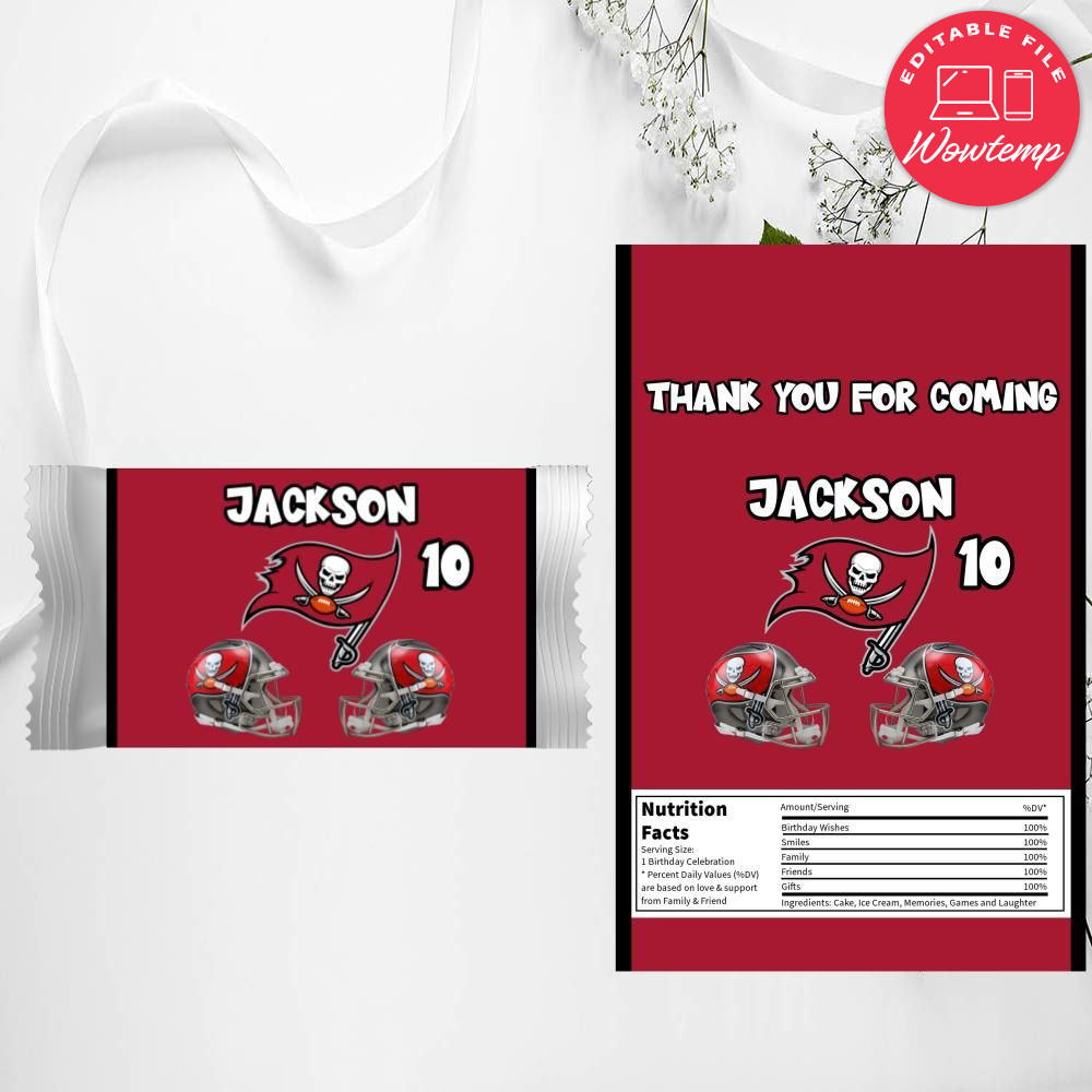Tampa Bay Buccaneers Candy Bar Wrapper Label Digital File | Wowtemp