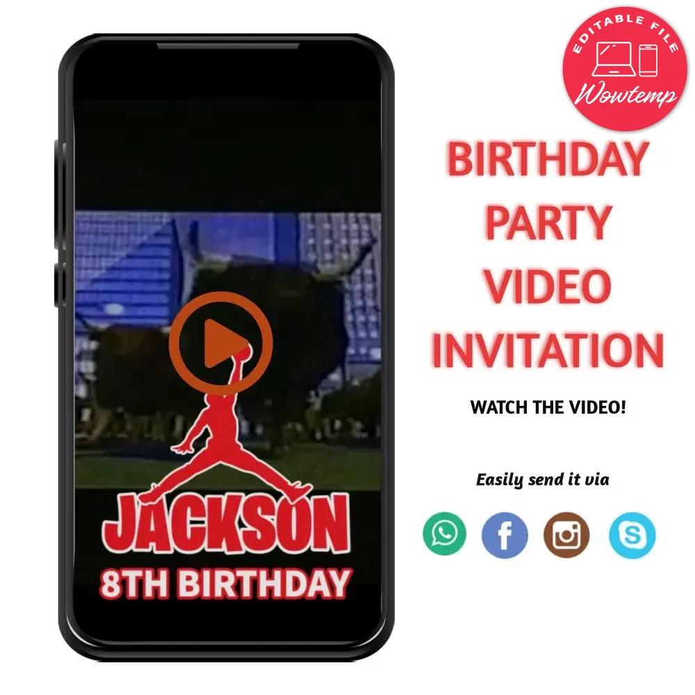 Michael Jordan Invitation Digital Template Instant Download | Wowtemp