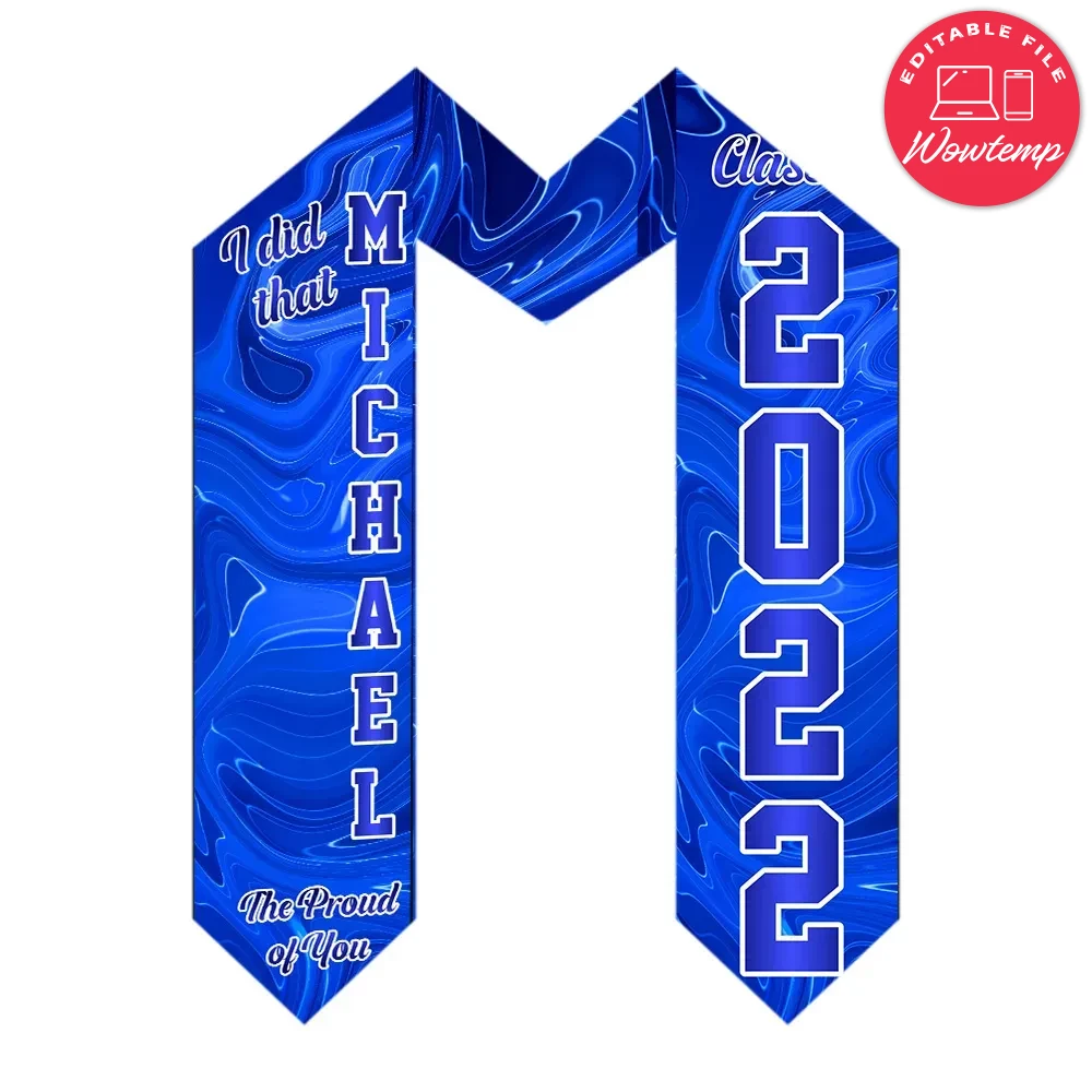 Graduation Stole Customizable Template Instant Download | Wowtemp