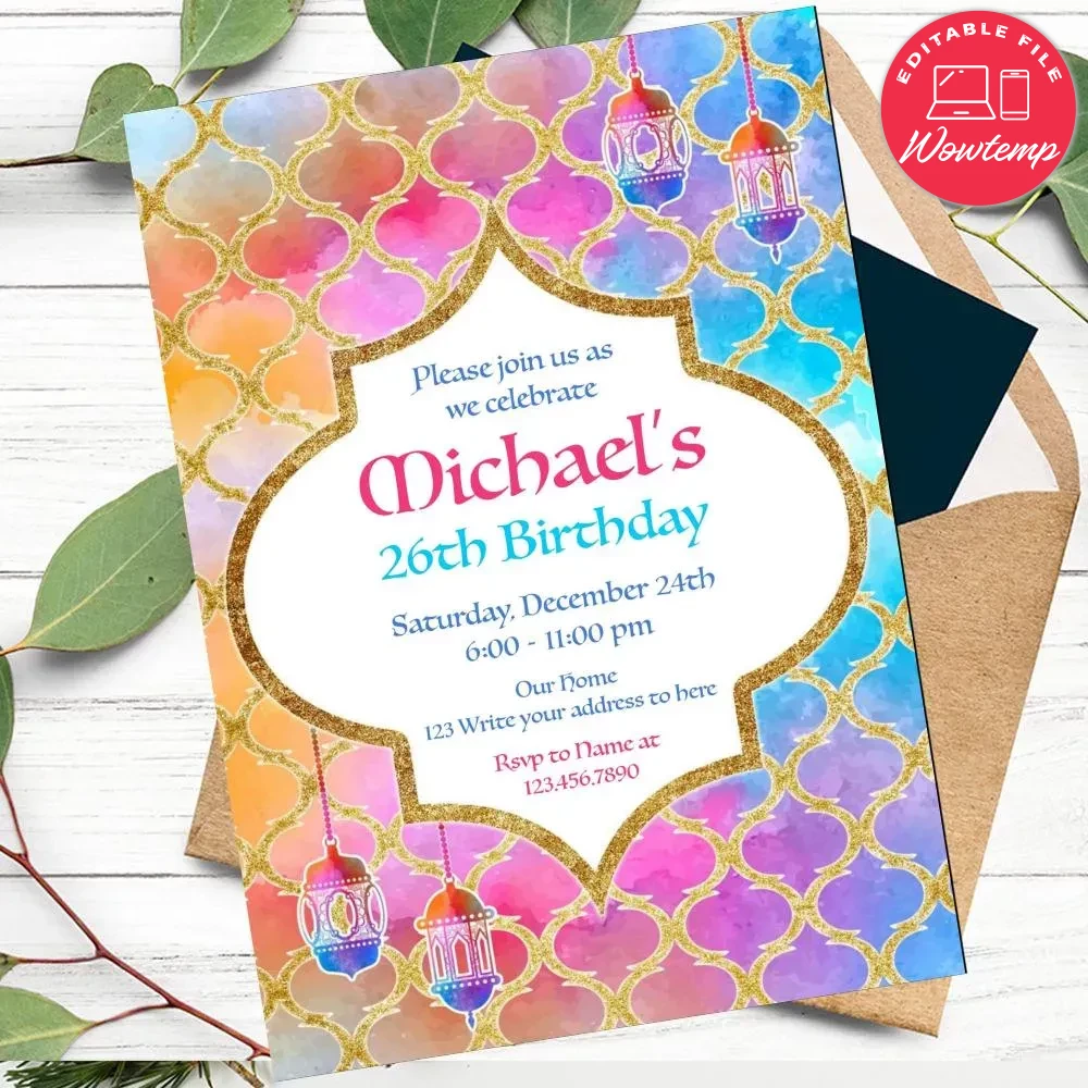 Moroccan Invitation Customizable Template | Wowtemp
