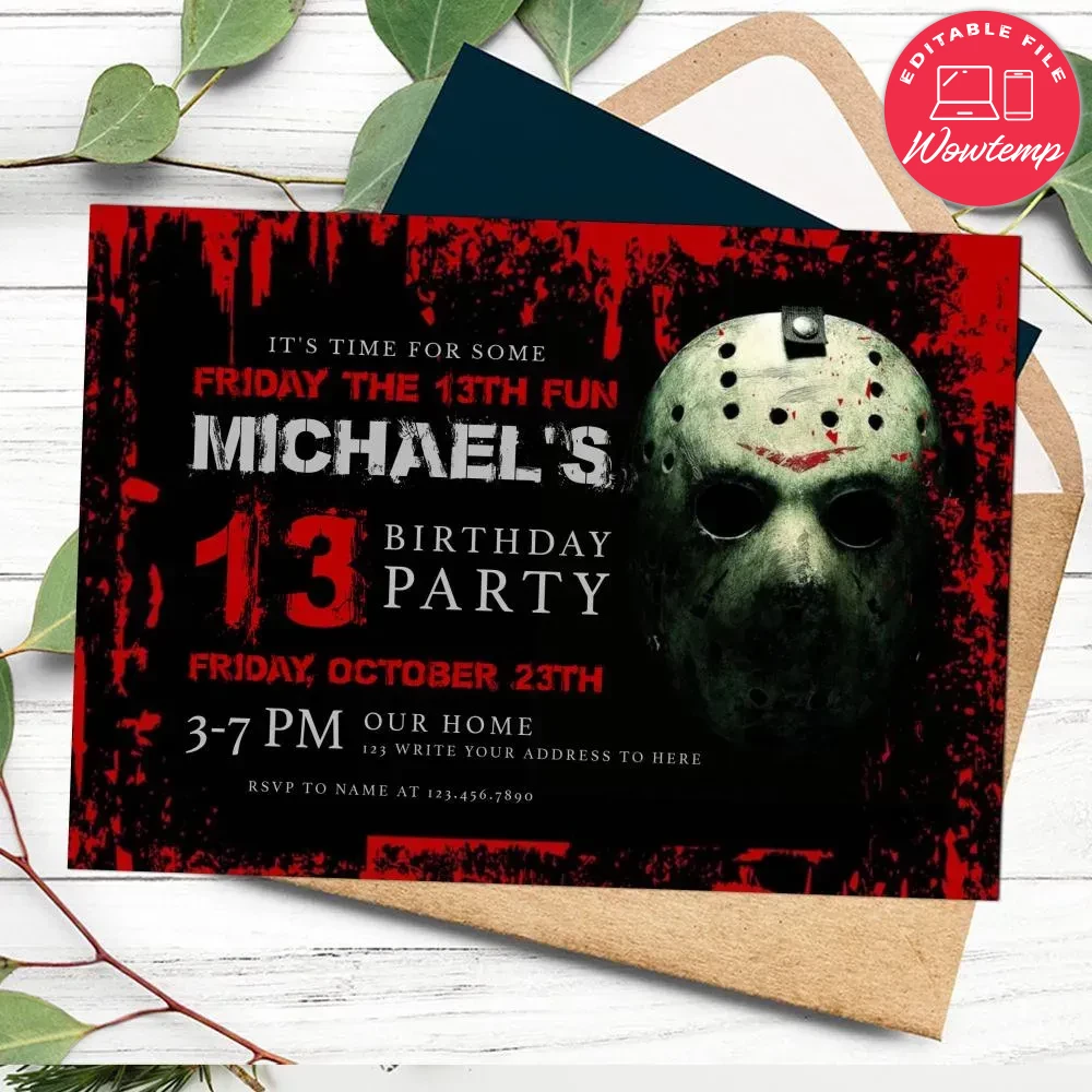 Friday 13th birthday Flyer Template to Print at Home DIY | Wowtemp