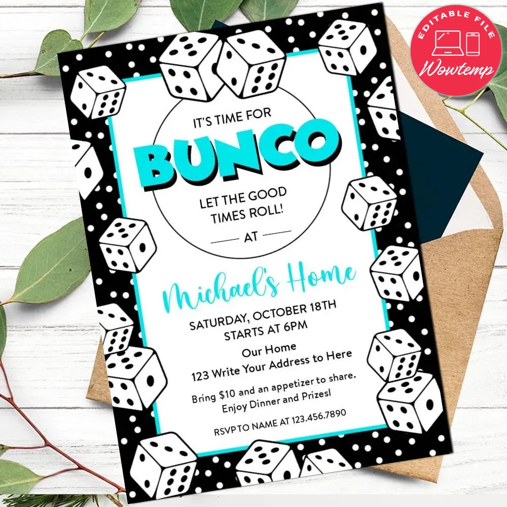 Bunco Invitation Customizable Template DIY | Wowtemp