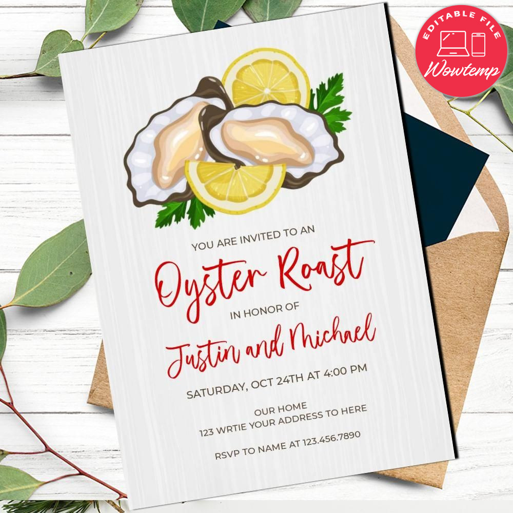 Oyster roast Invitation Customizable Template Instant Download | Wowtemp