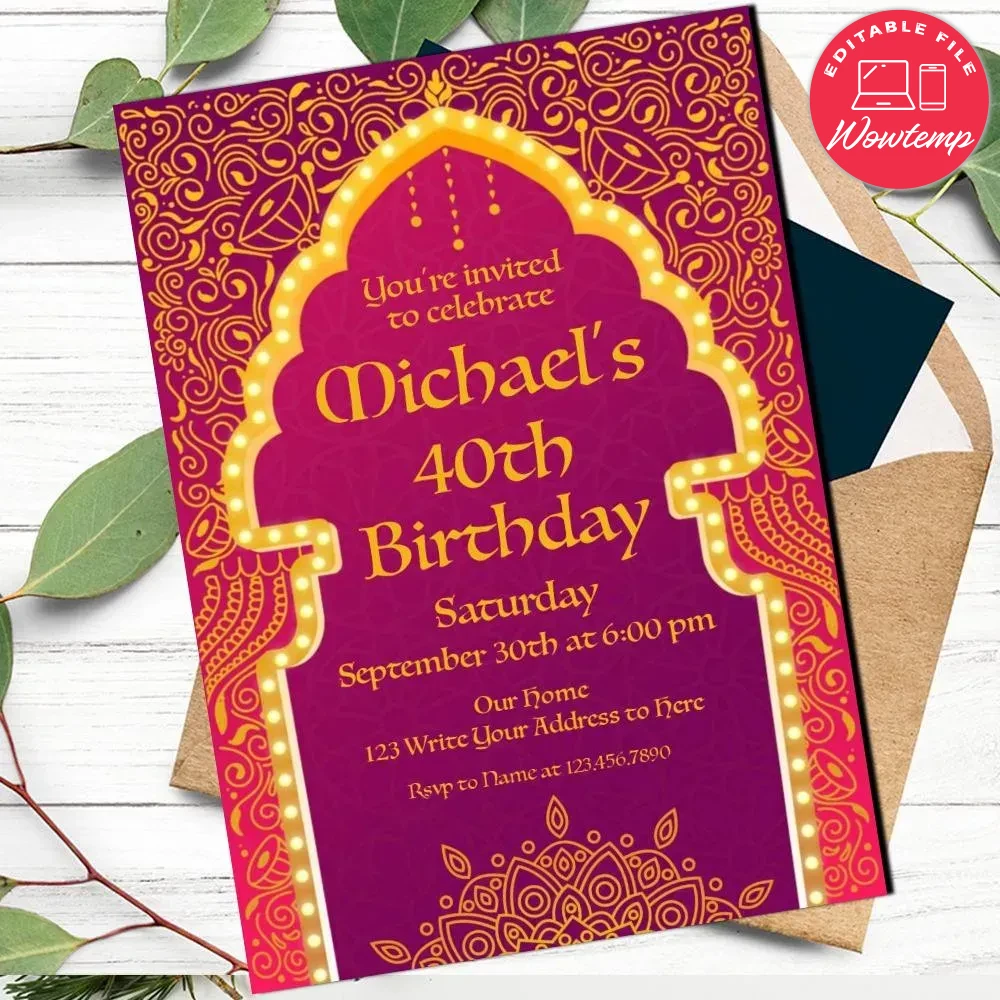 Bollywood Invitation Customizable Template Instant Download | Wowtemp