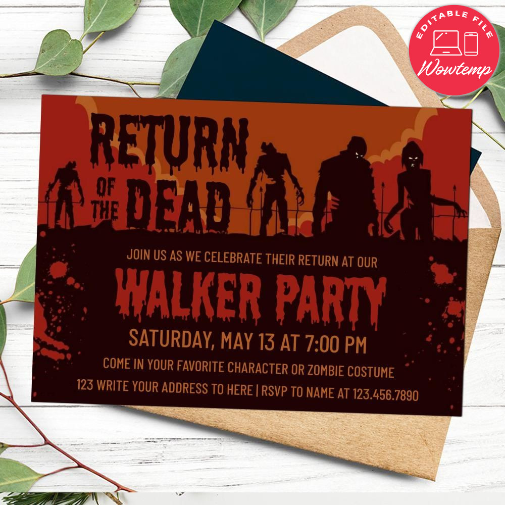 Walking Dead Zombie Invitation Template to Print at Home DIY | Wowtemp