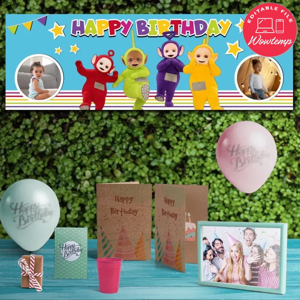 Teletubbies Birthday Party Banner Printable Instant Download | Wowtemp