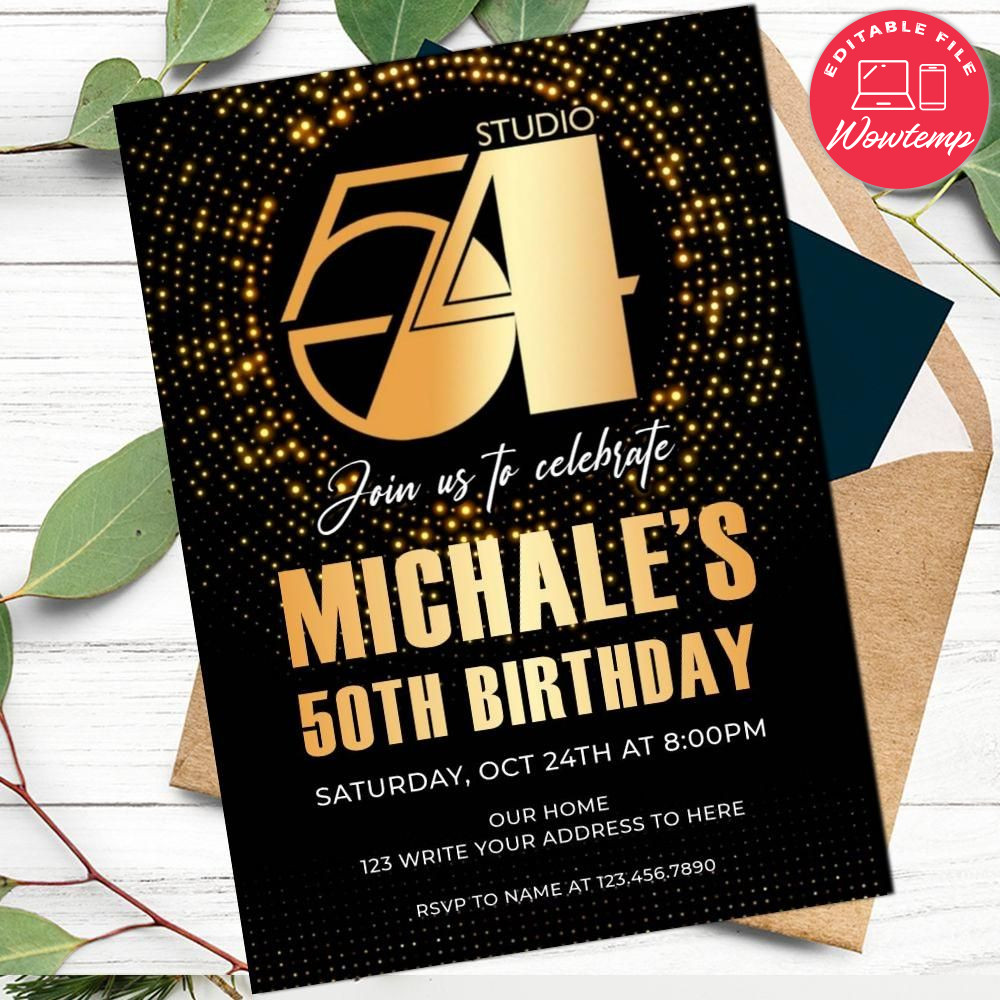 Studio 54 Invitation Customizable Template DIY | Wowtemp