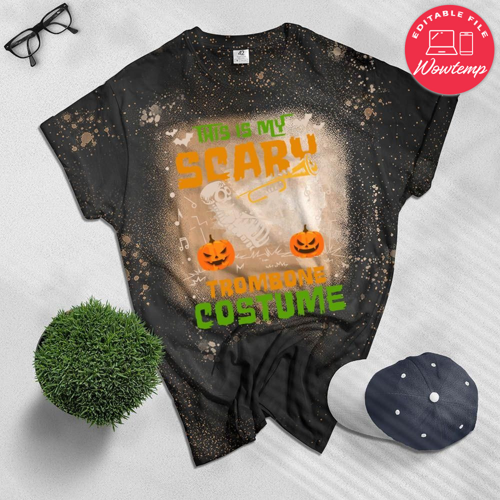 This is my scary Trombone Costume Halloween Bleached T-Shirt | Wowtemp