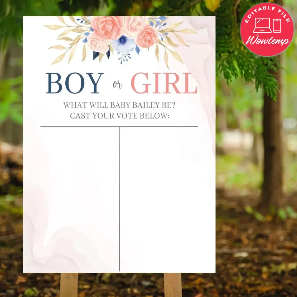 Boy or Girl Chart Printable Instant Download | Wowtemp