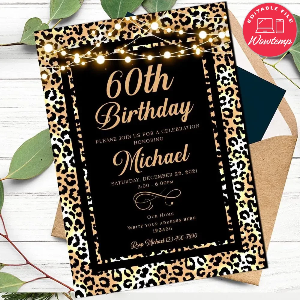 Cheetah Invitation Printable DIY | Wowtemp