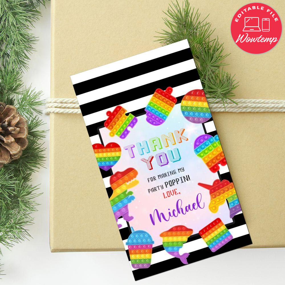 Pop it Fidget Thank You Tag Custom Template Instant Download | Wowtemp