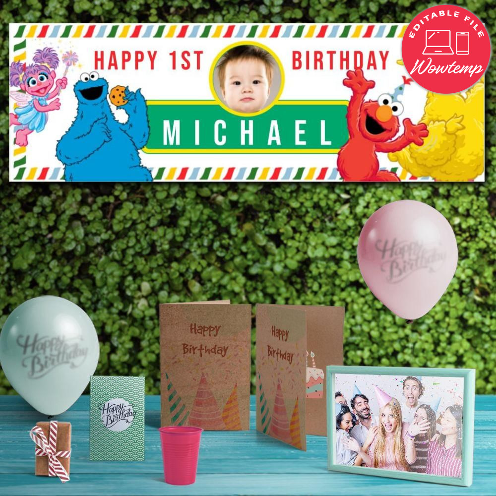 Sesame street Birthday Banner Printable Instant Download | Wowtemp