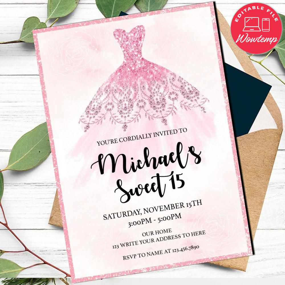 Debutante ball Invitation Customizable Template DIY | Wowtemp