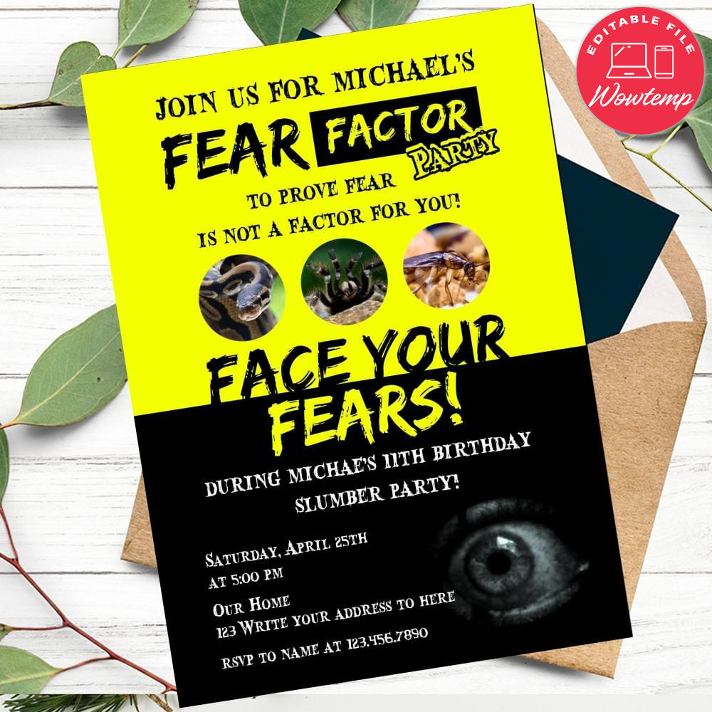 Fear factor party Invitation Template to Print at Home DIY | Wowtemp