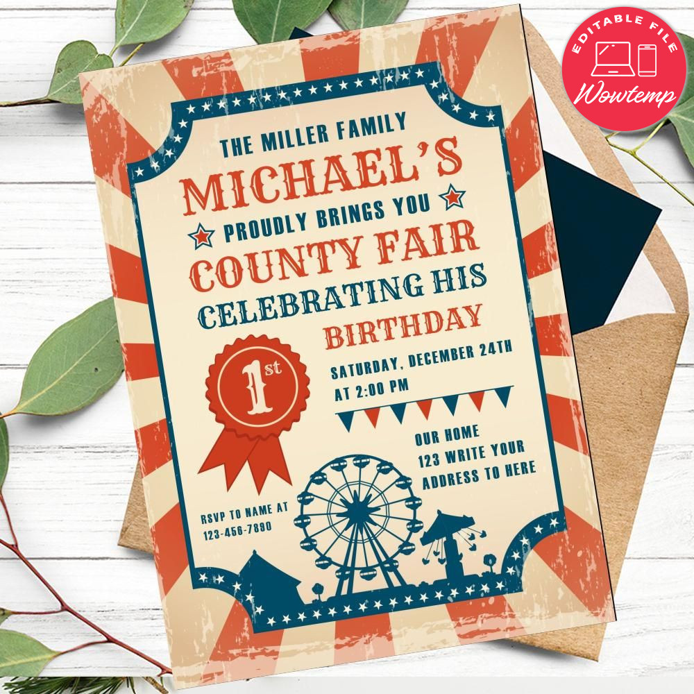 County fair Invitation Customizable Template DIY | Wowtemp