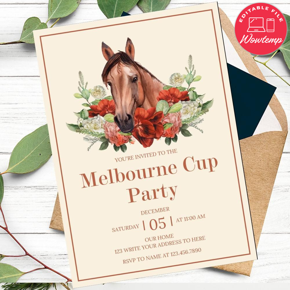 Melbourne cup Invitation Customizable Template Instant Download | Wowtemp