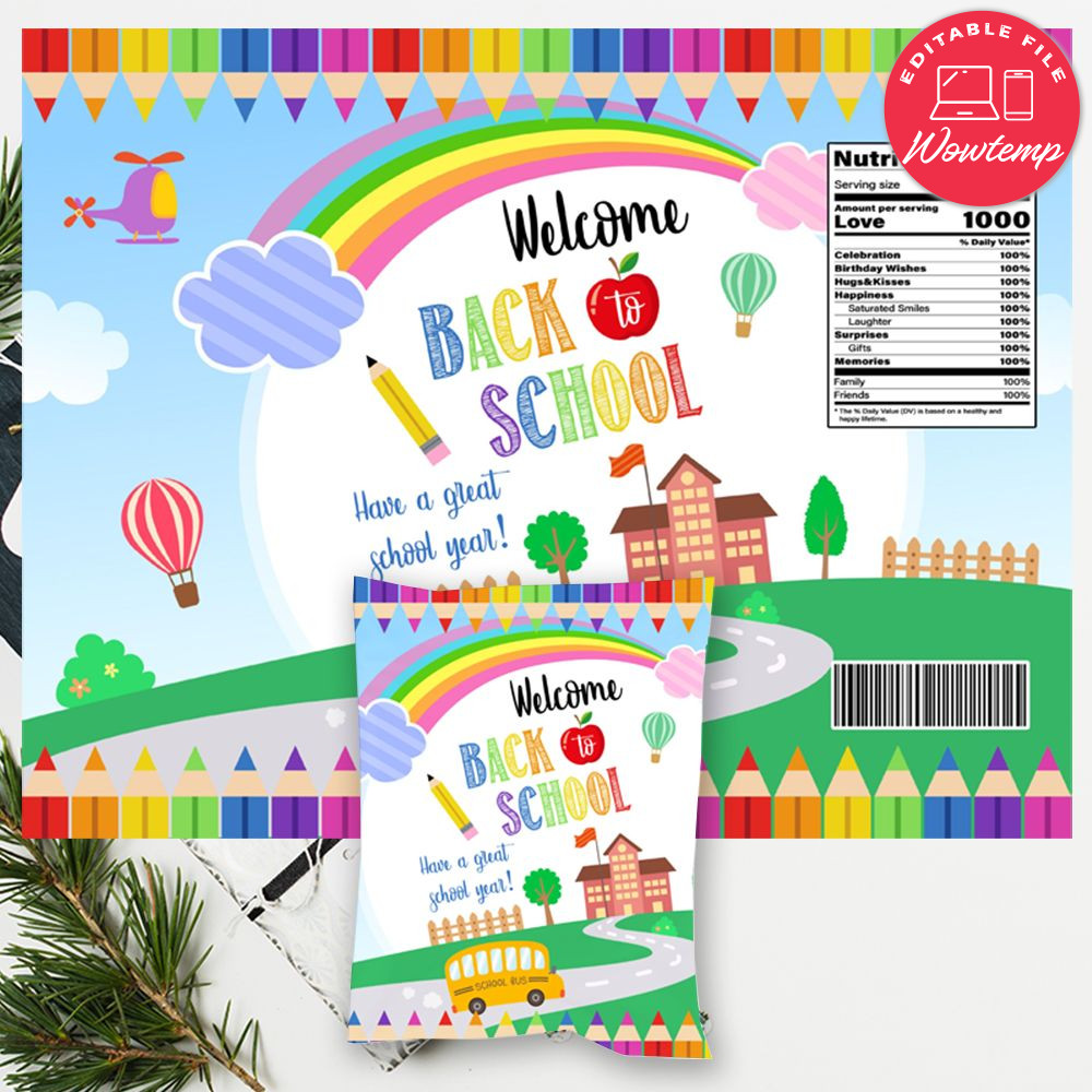 Welcome back to school Chip Bag Digital File DIY | Wowtemp
