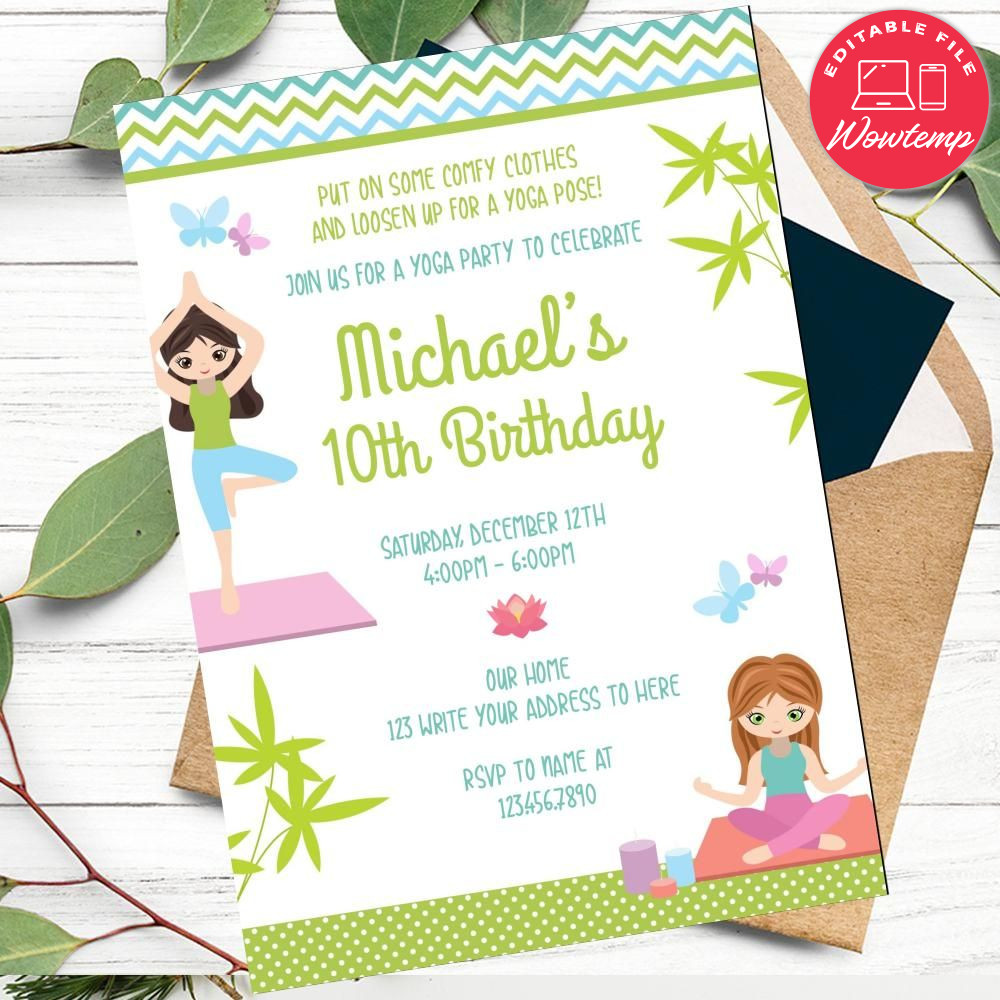 Yoga Invitation Customizable Template DIY | Wowtemp